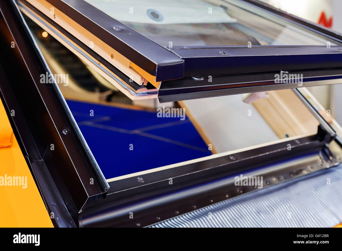 Window profile cut of with metal, glass and insulation Stock Photo - Alamy