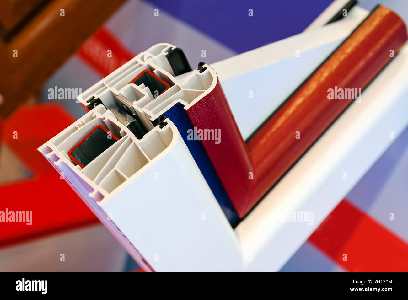 Cross section of pvc profile for window; note shallow depth of field ...