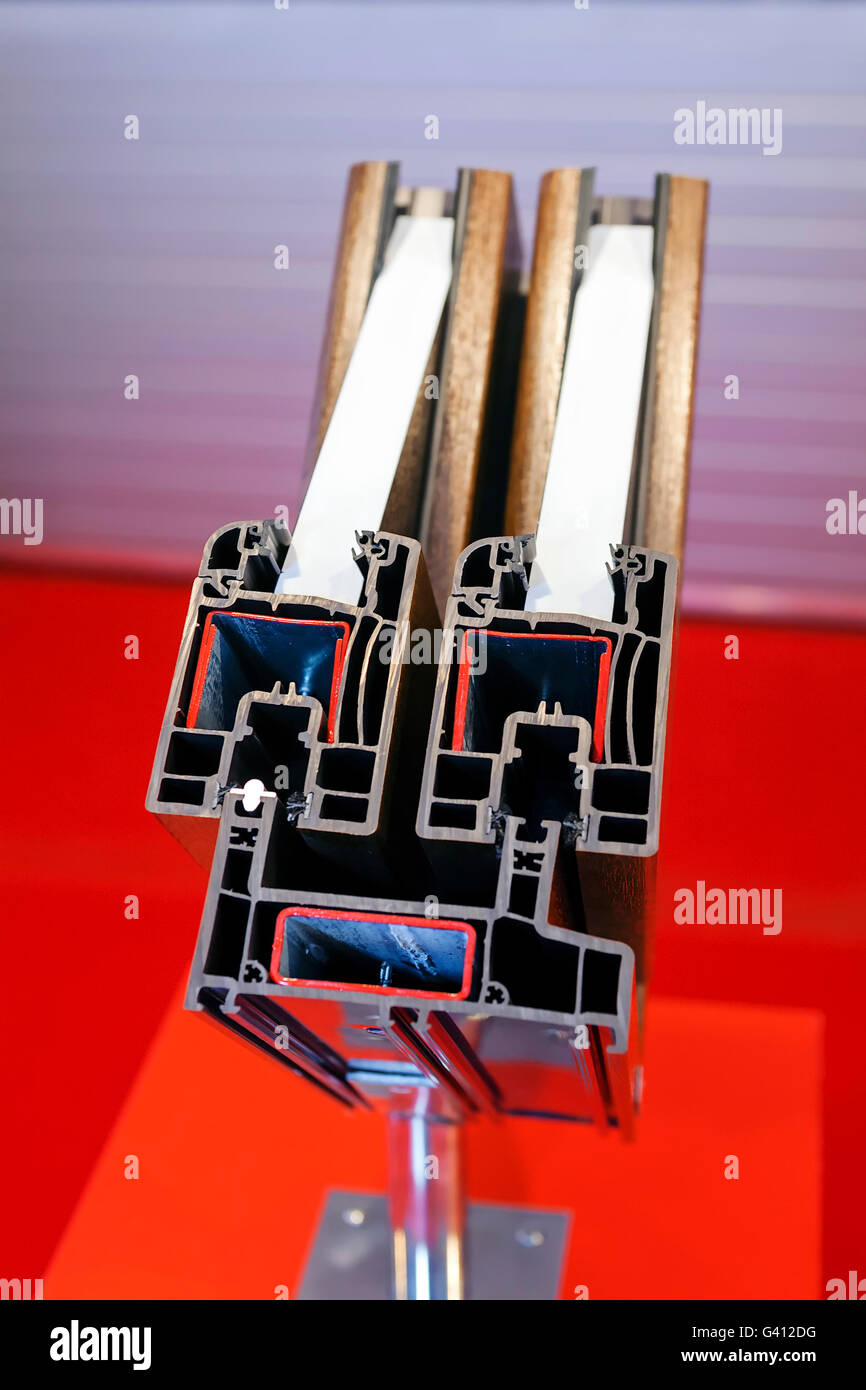 Cross section of pvc profile for window; note shallow depth of field ...