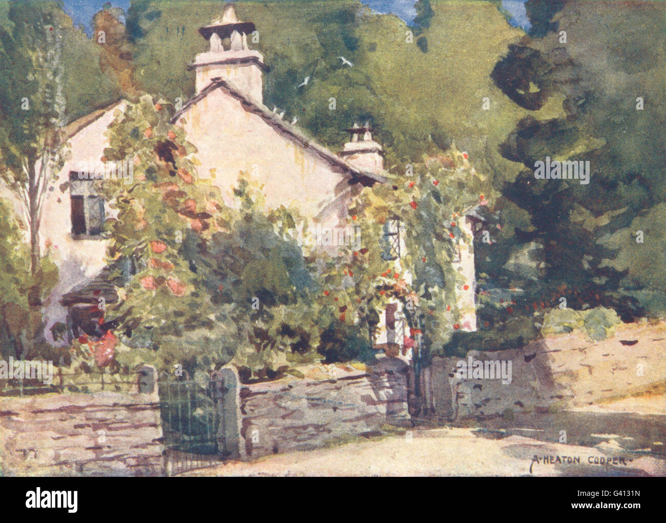 CUMBRIA: Lake district: Dove Cottage, Grasmere, antique print 1908 ...