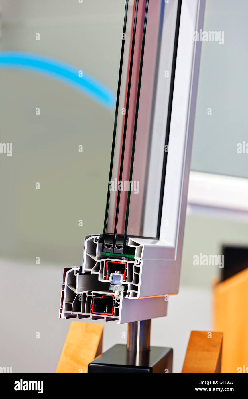 Cross section of pvc profile for window; note shallow depth of field ...