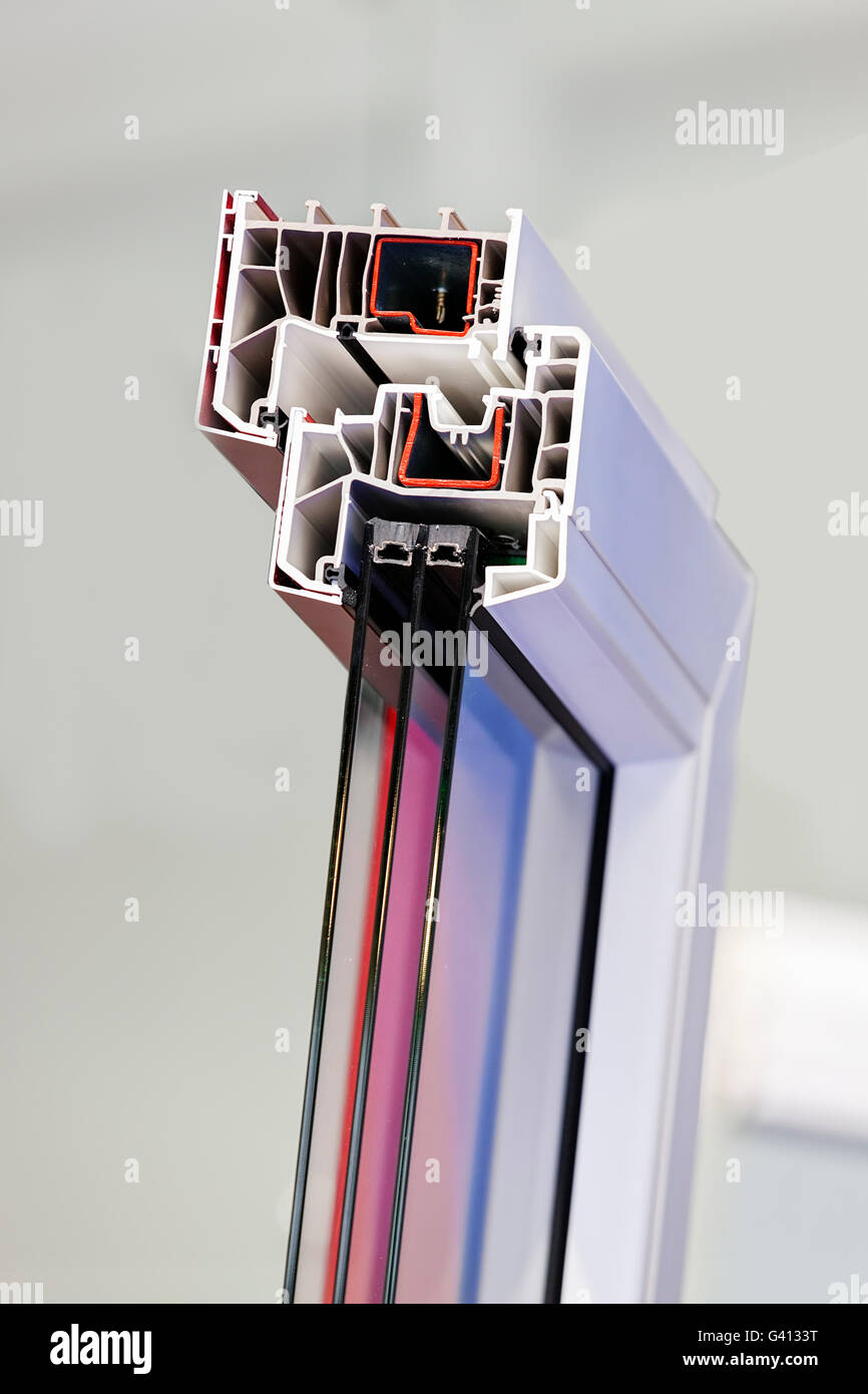 Cross section of pvc profile for window; note shallow depth of field ...