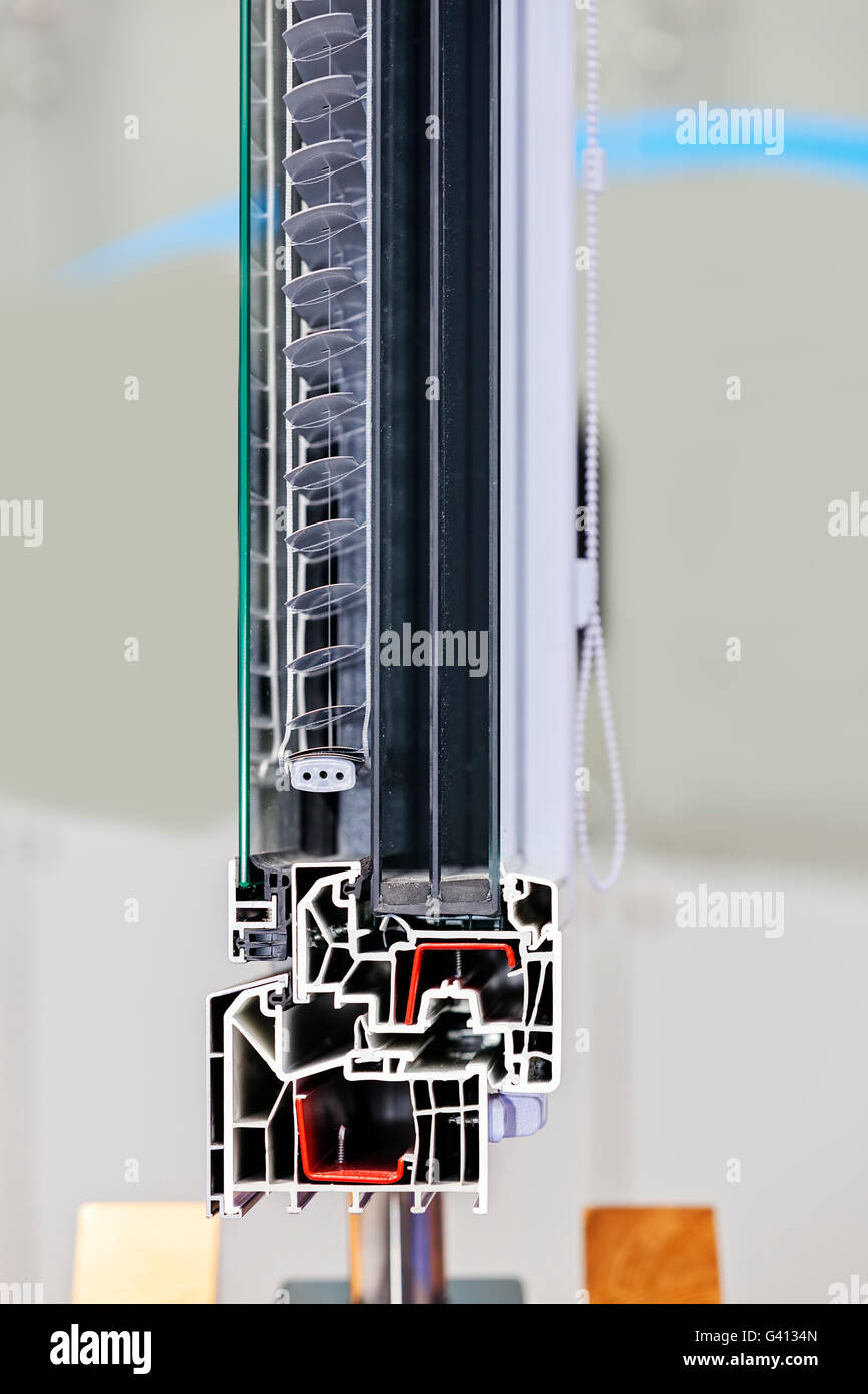 Cross section of triple glazing pvc profile for window; note shallow ...
