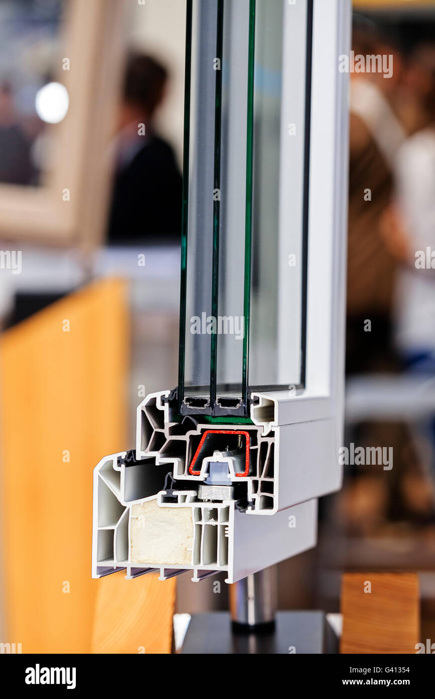 Cross section of pvc profile for window; note shallow depth of field ...