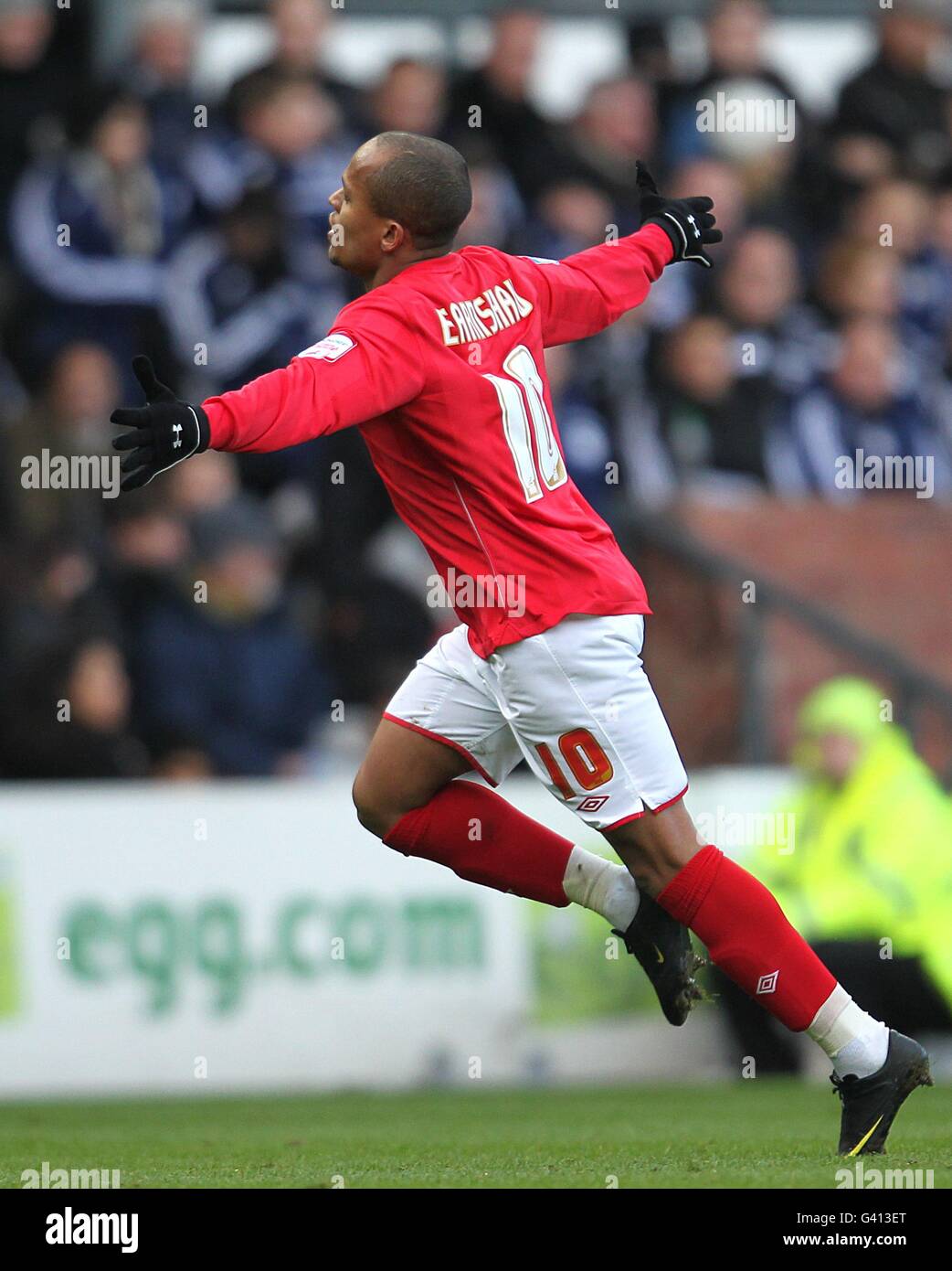 Nottingham Forest's Robert Earnshaw celebrates scoring the opening goal ...