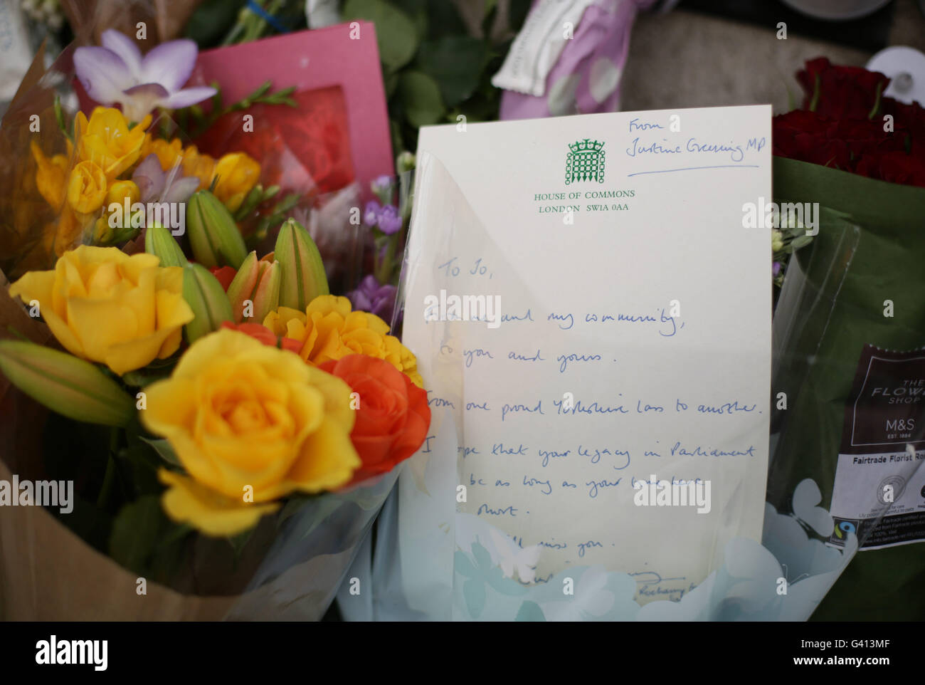 A message of tribute left by Justine Greening MP at Parliament Square ...