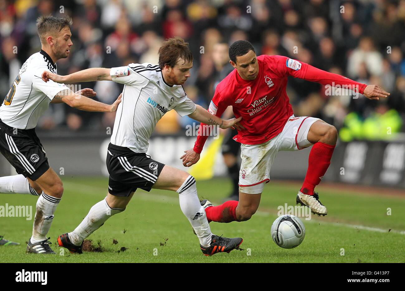 Derby countys shaun barker centre nottingham forests tyson right hi-res ...