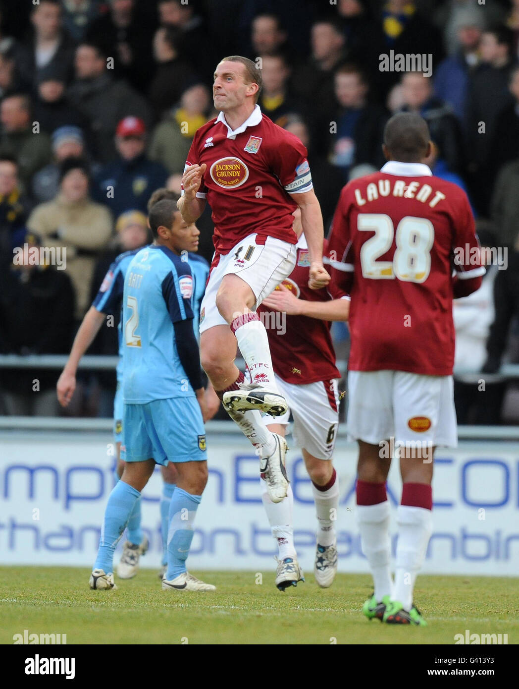 Northampton Town's Andy Holt celebrates scoring their first goal during ...