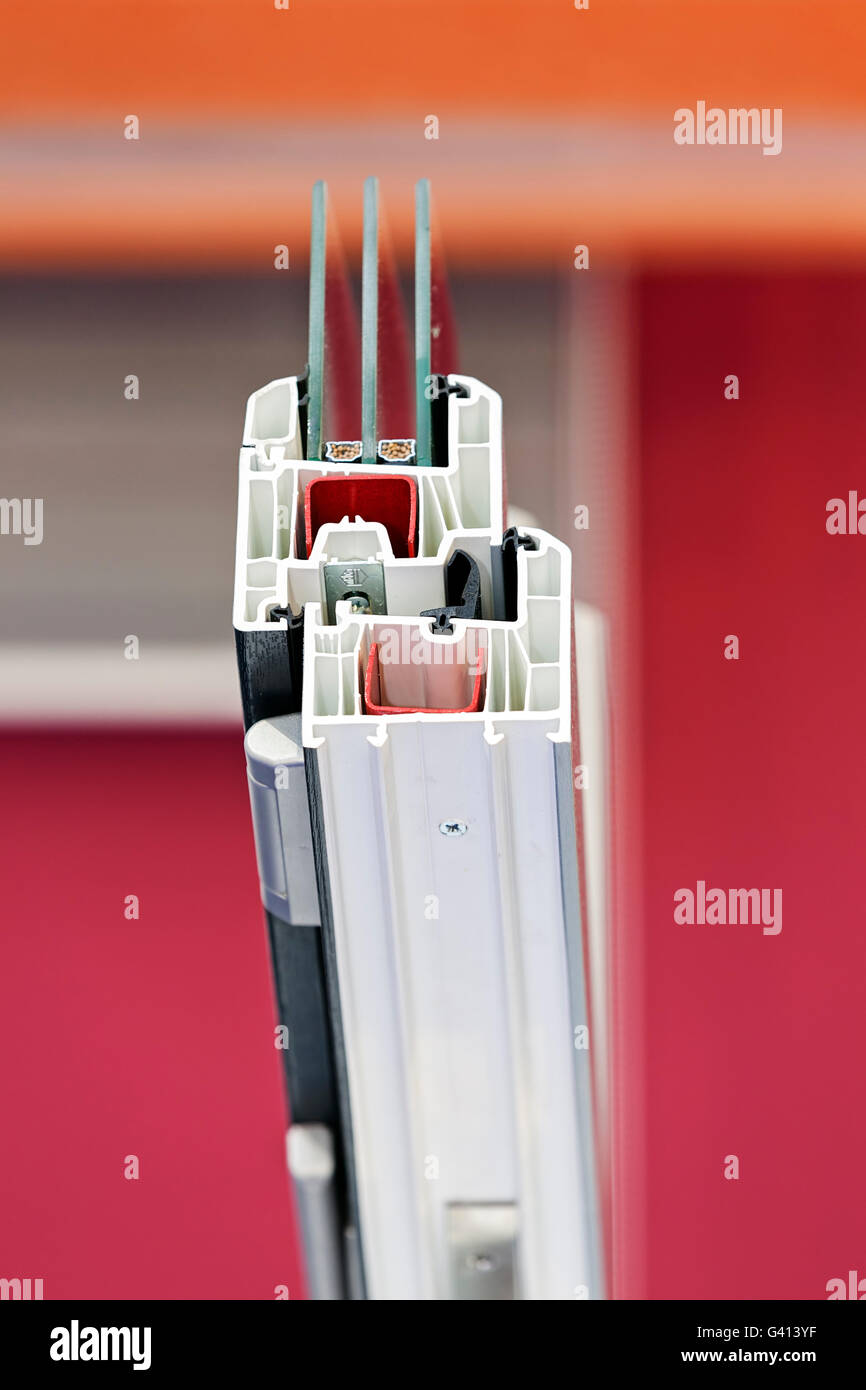 Cross section of pvc profile for window; note shallow depth of field ...