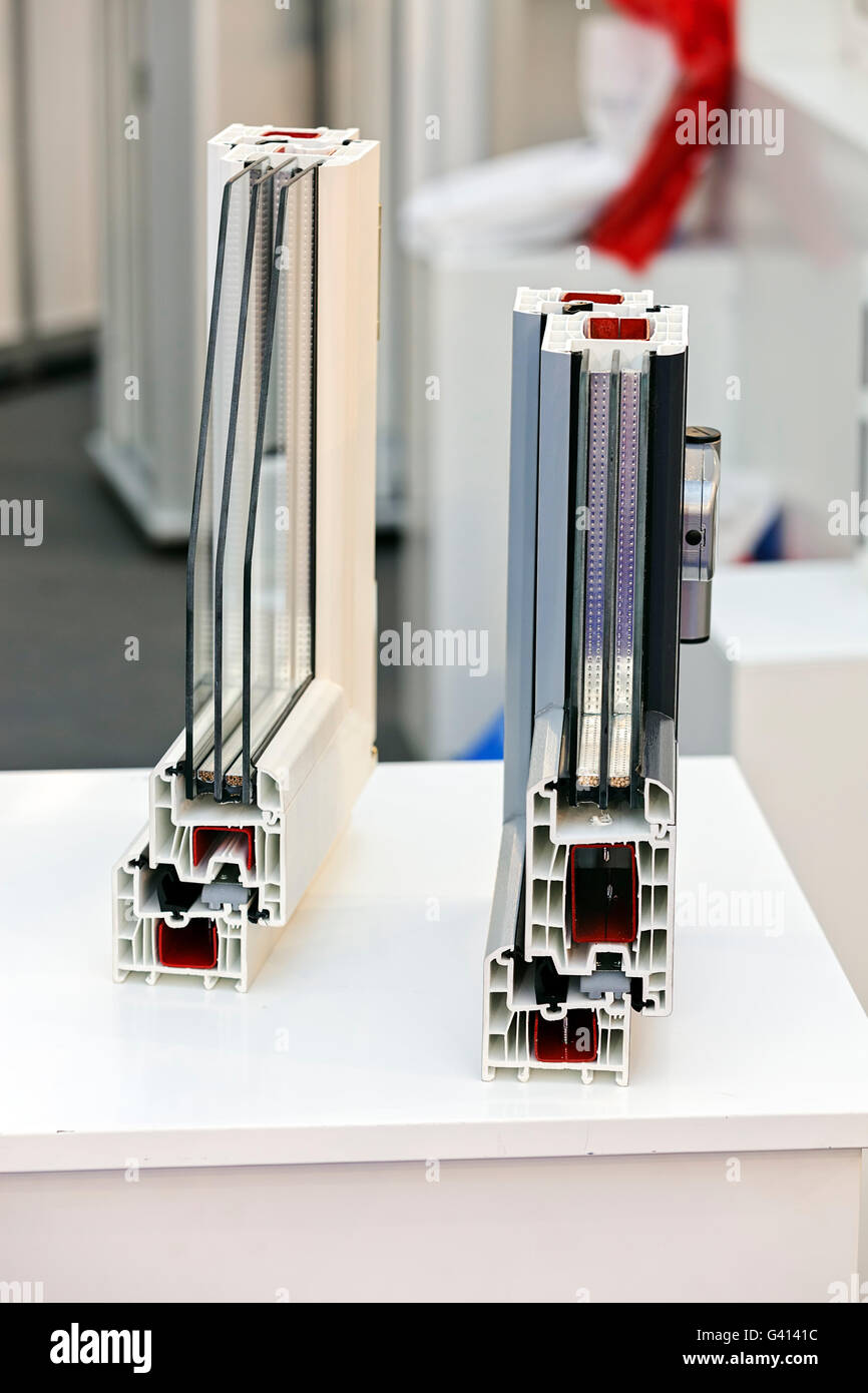 Cross section of pvc profile for window; note shallow depth of field ...