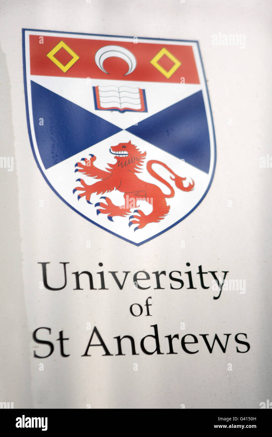 A general view of a sign at St Andrews University, Scotland. Prince ...
