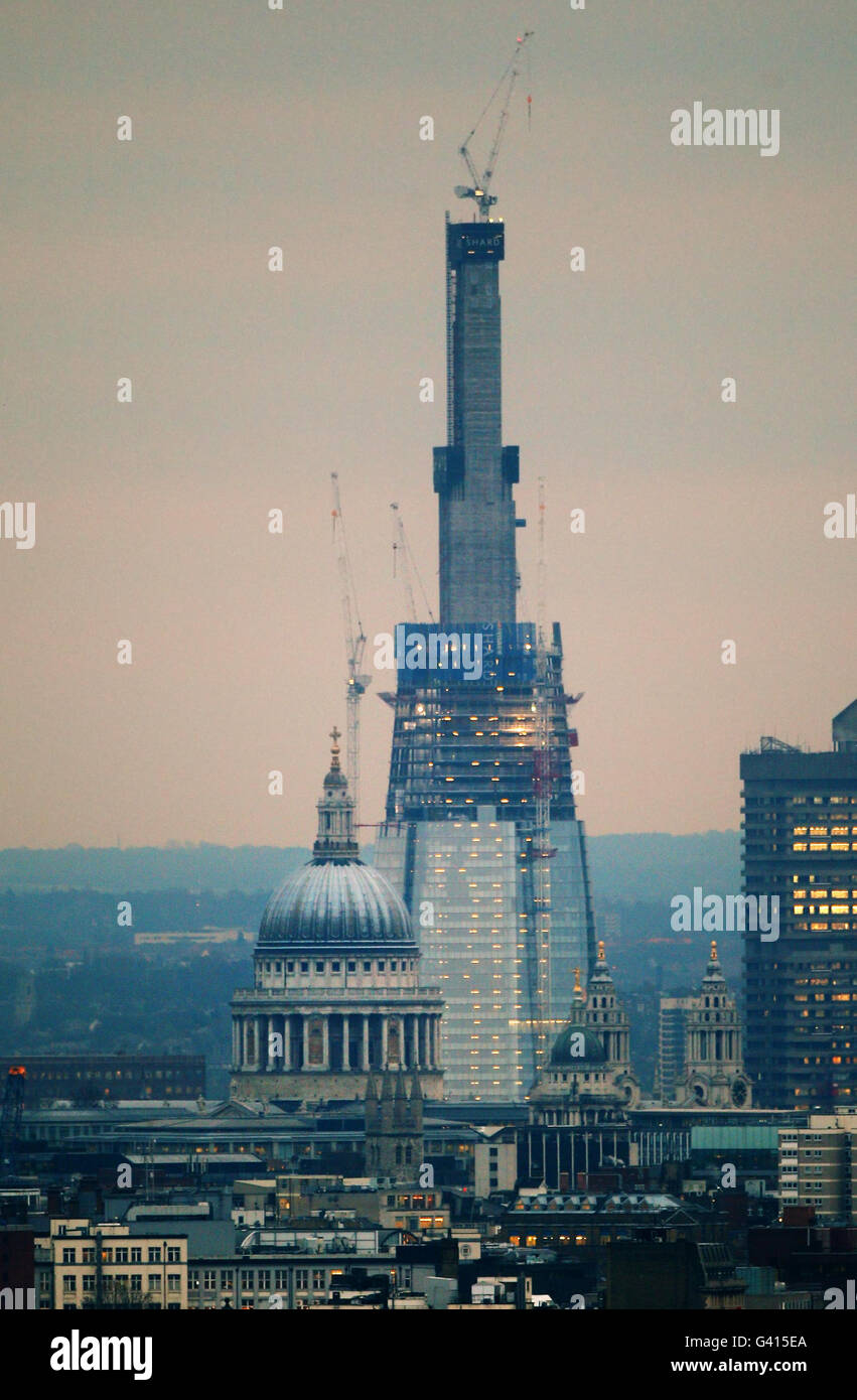 The Shard skyscraper. The Shard skyscraper under construction behind St ...