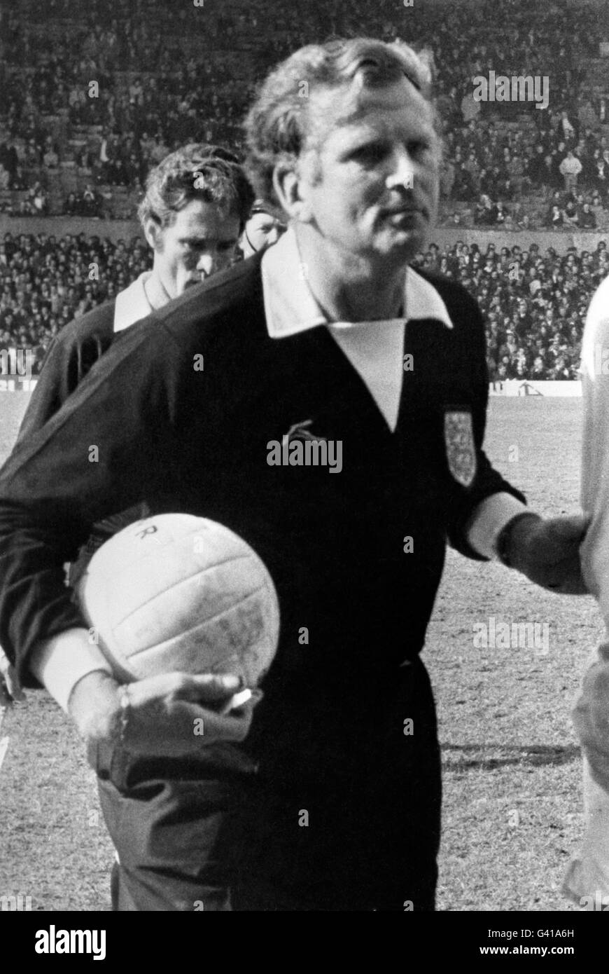 Referee David Smith after abandoning the derby match between relegated ...