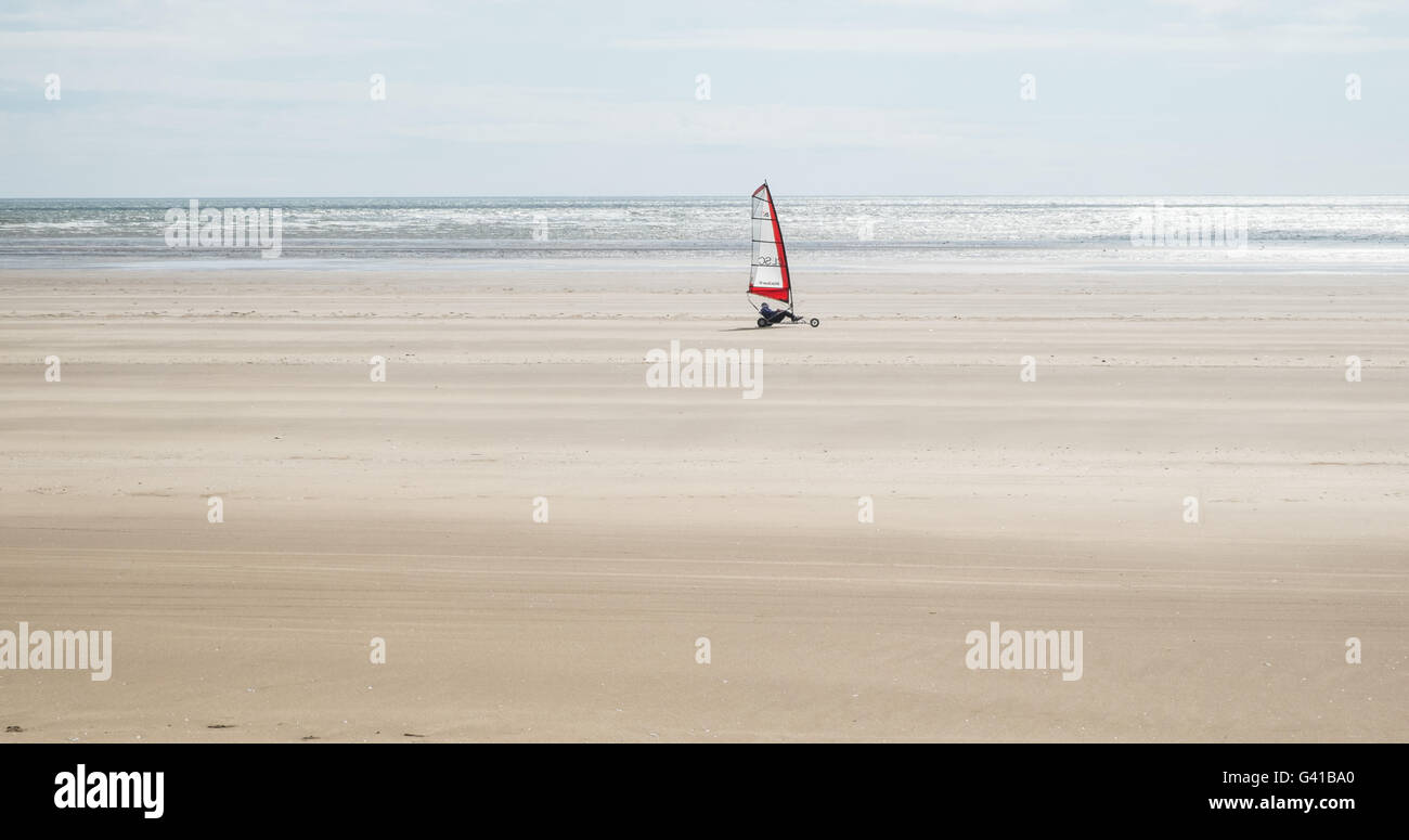 kite cart,kart along part of empty 8kms long Pembrey Sands Beach on a ...