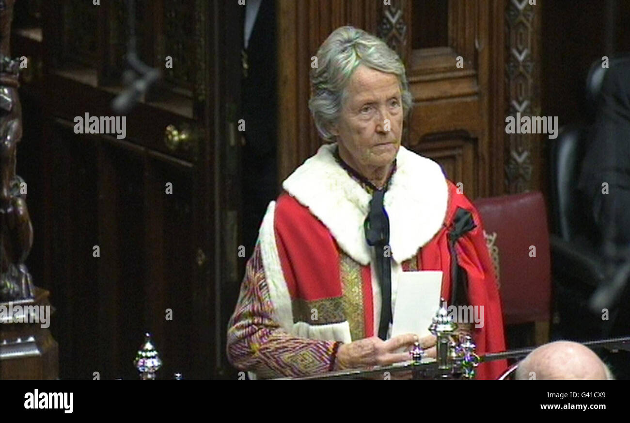 Rachael Heyhoe-Flint is introduced into the House of Lords, London, as ...