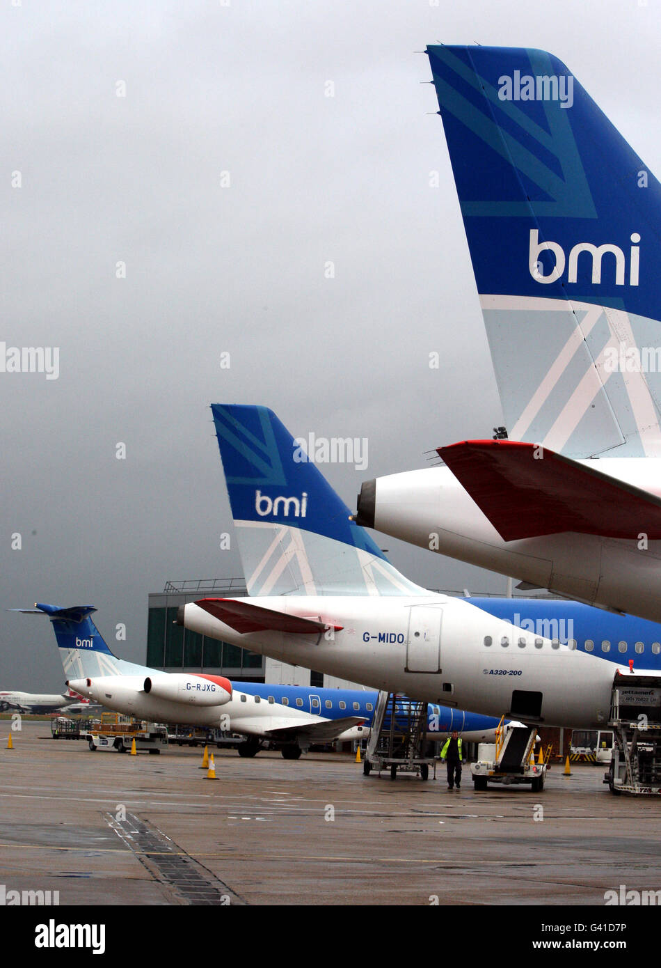 General view of bmi passenger jet at heathrow airport hi-res stock ...