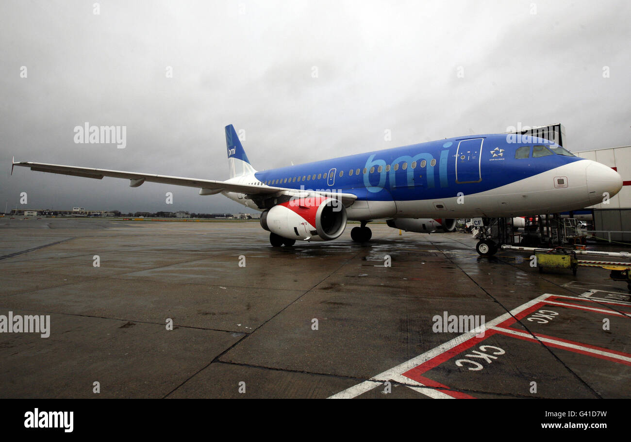 General view of bmi passenger jet at heathrow airport hi-res stock ...