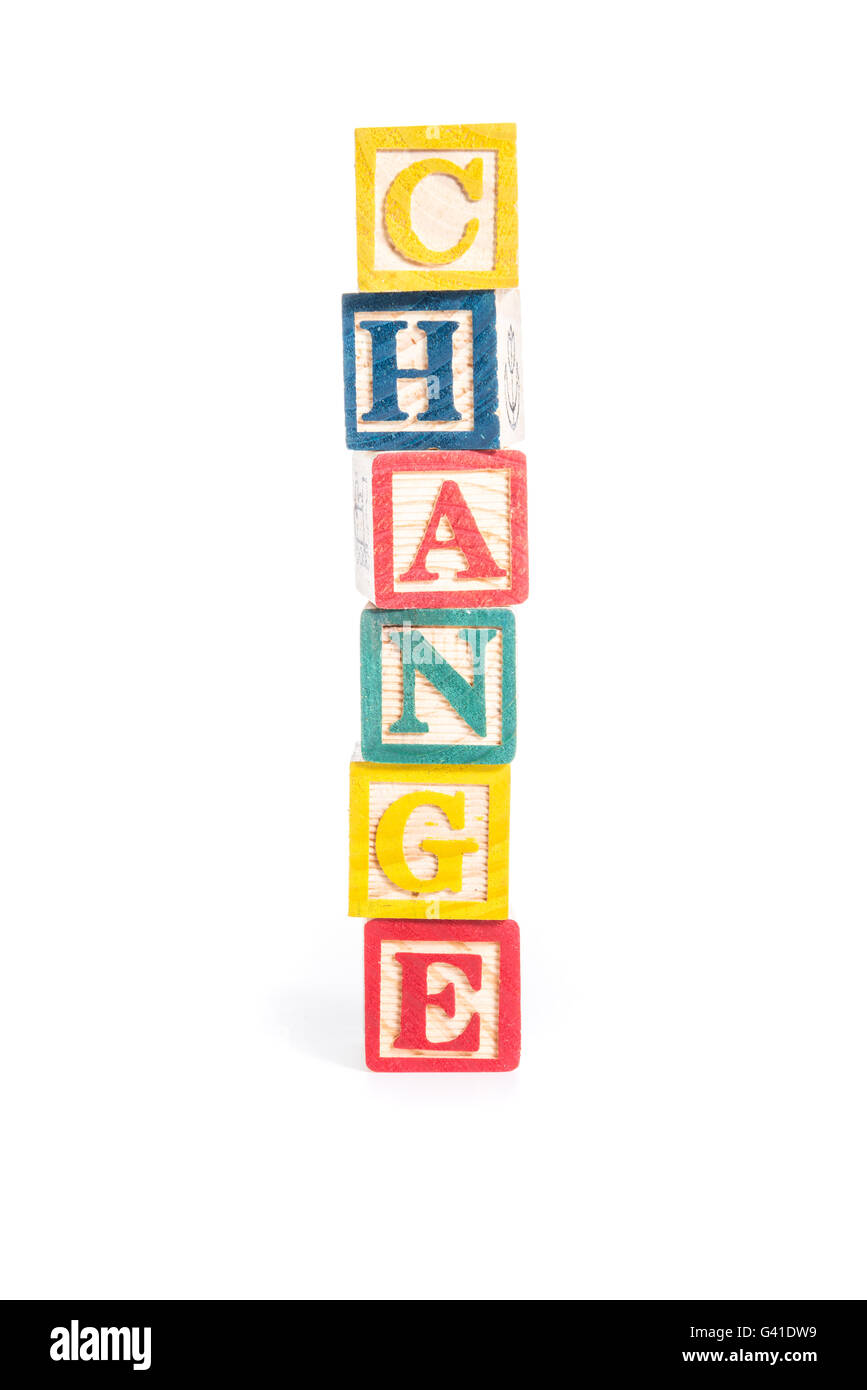 photo of a alphabet blocks spelling CHANGE isolate on white background ...