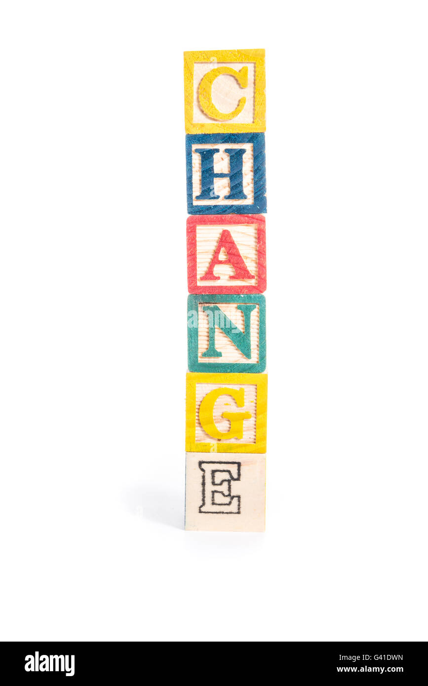 photo of a alphabet blocks spelling CHANGE isolate on white background ...