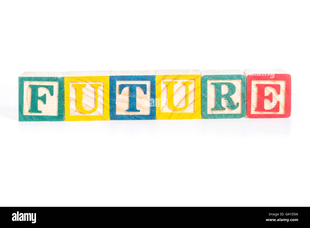 FUTURE with colorful alphabet blocks on white background Stock Photo ...