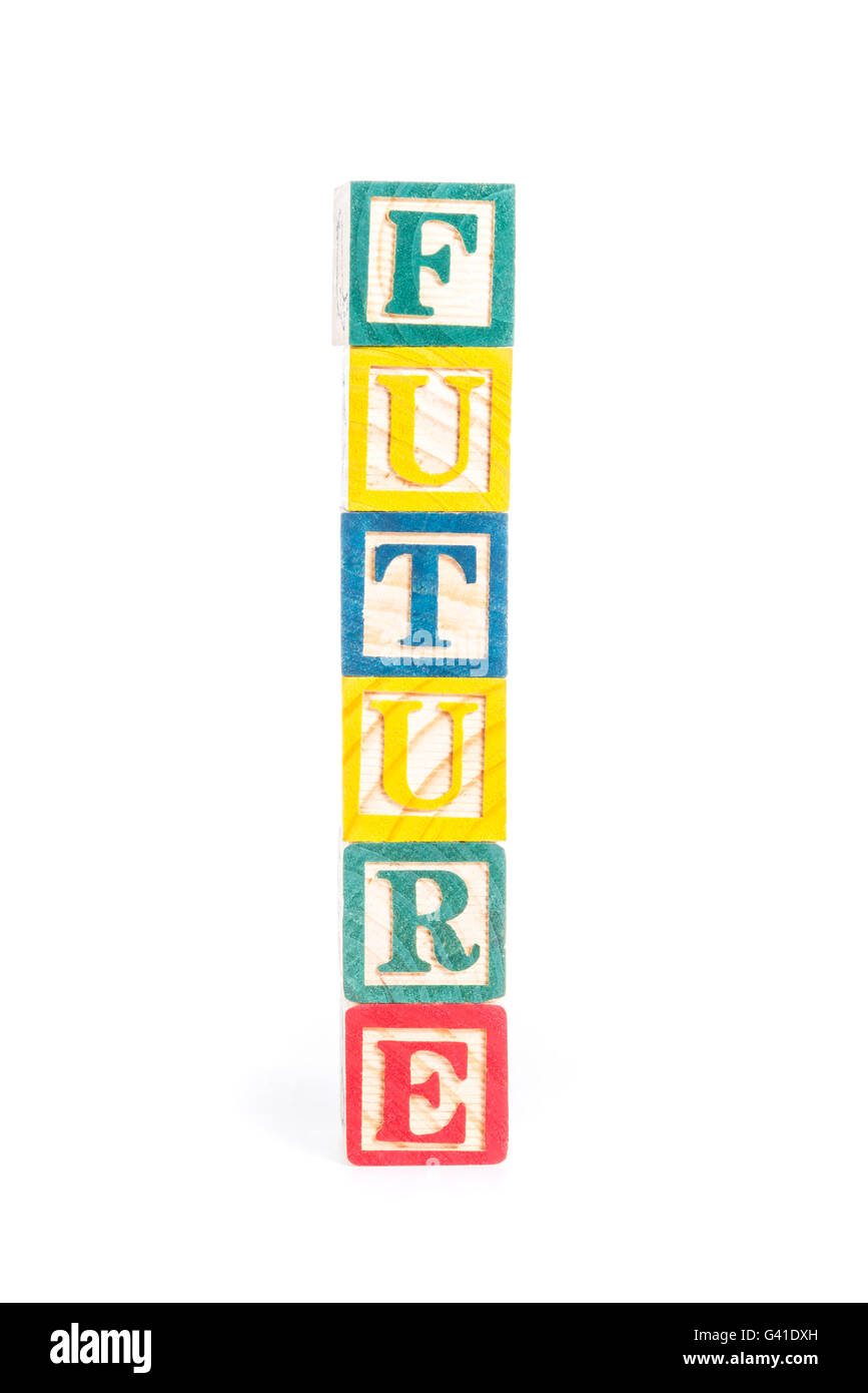 FUTURE with colorful alphabet blocks on white background Stock Photo ...