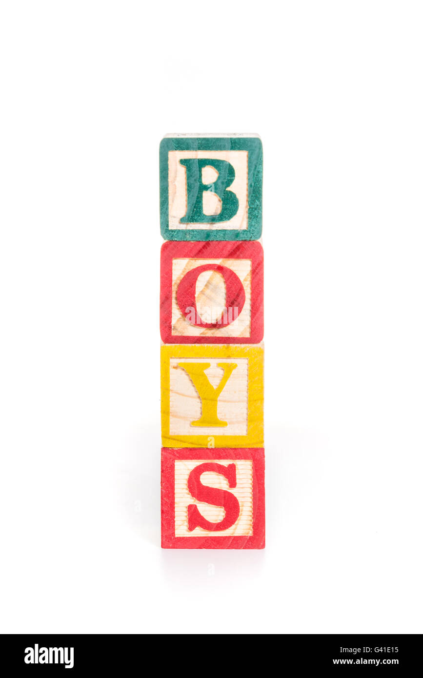 photo of a alphabet blocks spelling BOYS isolate on white background ...