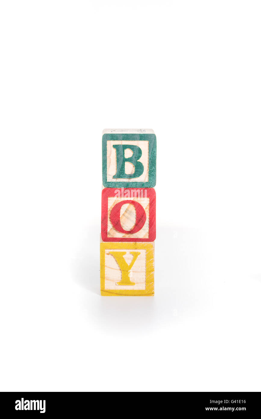 photo of a alphabet blocks spelling BOY isolate on white background ...