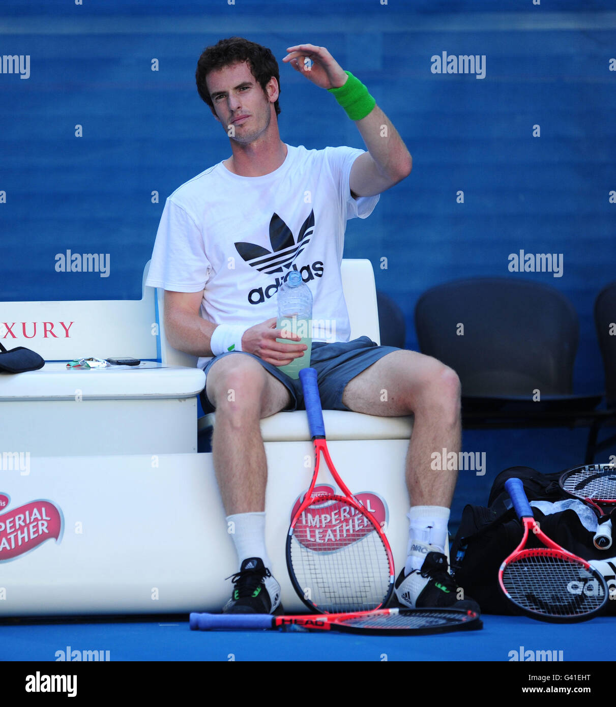 Great Britain's Andy Murray practicing at the Rod Laver Arena Stock ...