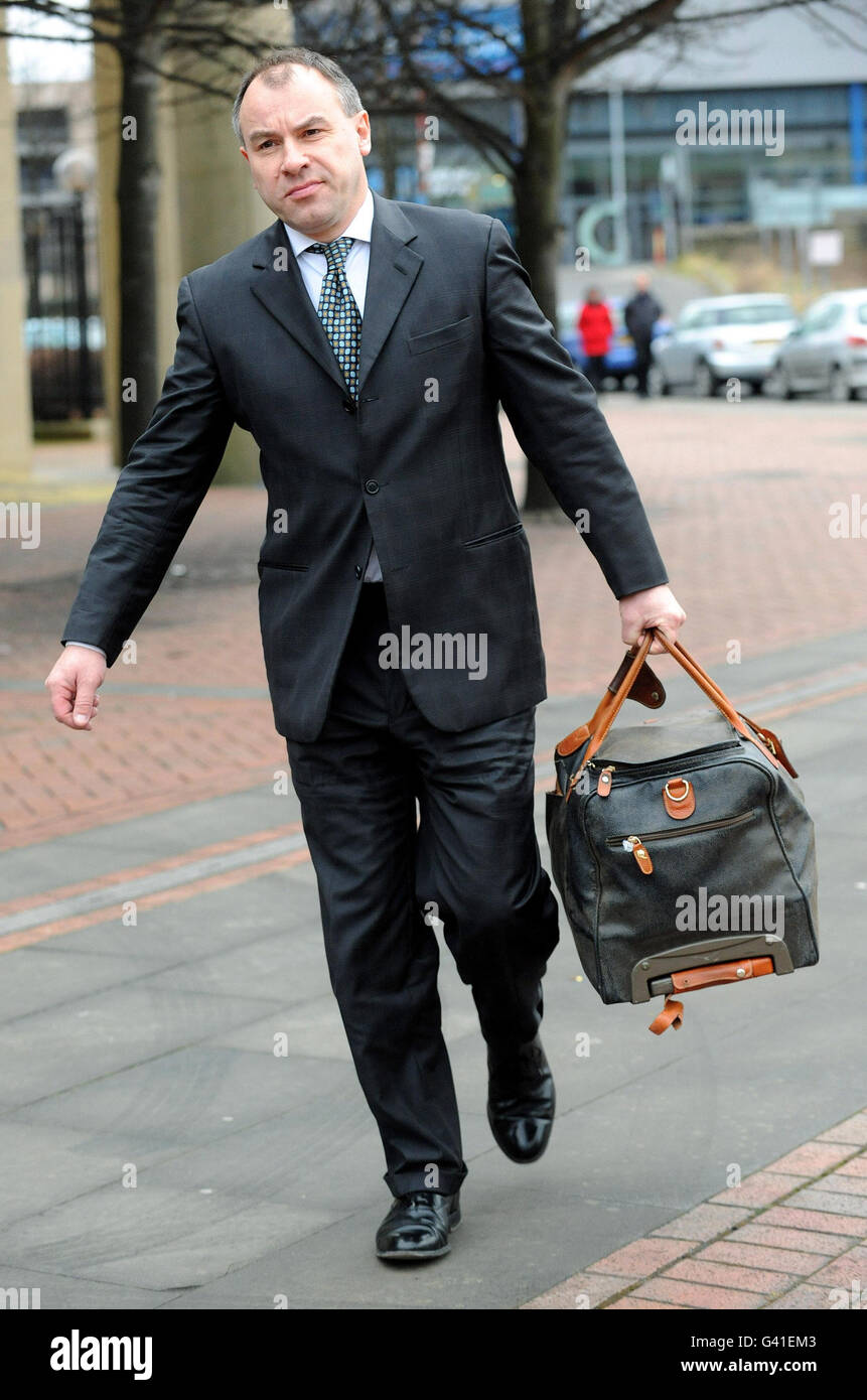 Solicitor Simon Morgan arrives at Bradford Crown Court where he is to ...