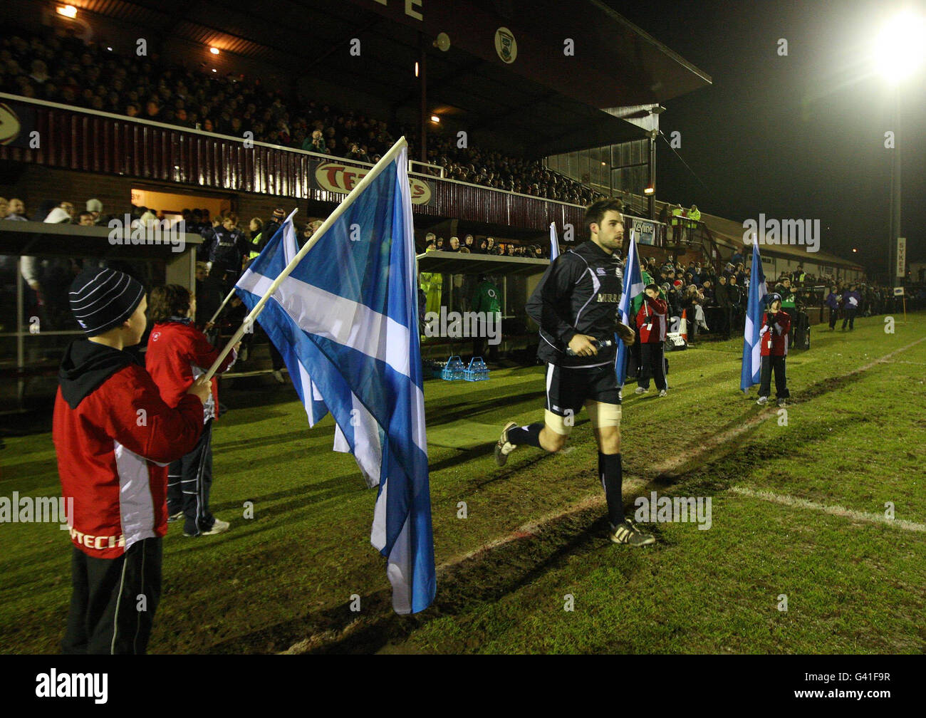 Scotland's Johnnie Beattie runs out before the International match at ...