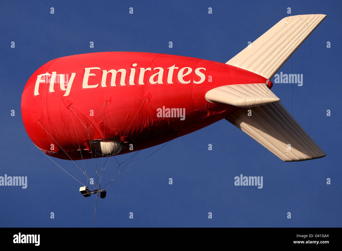 A general view of an air balloon with 'Fly Emirates' branding Stock ...