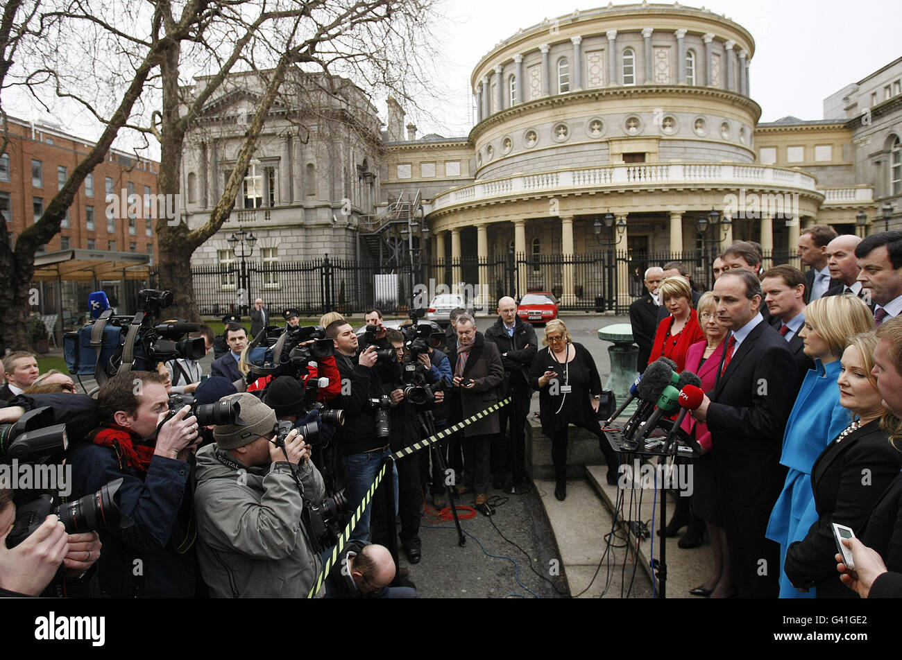 Fianna Fail leader Micheal Martin unveils his new front bench team at a ...