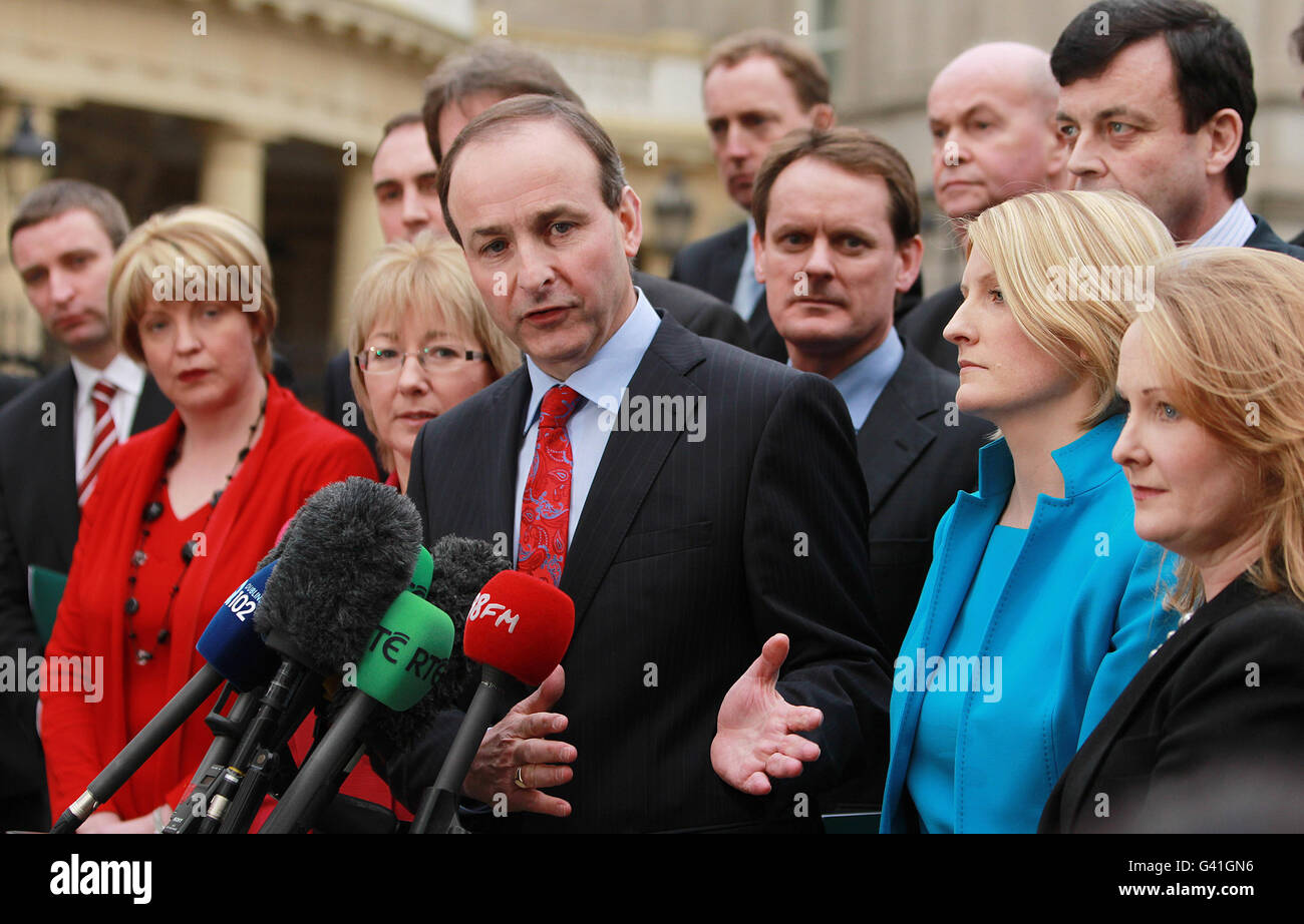 Fianna Fail leader Micheal Martin unveils his new front bench team at a ...