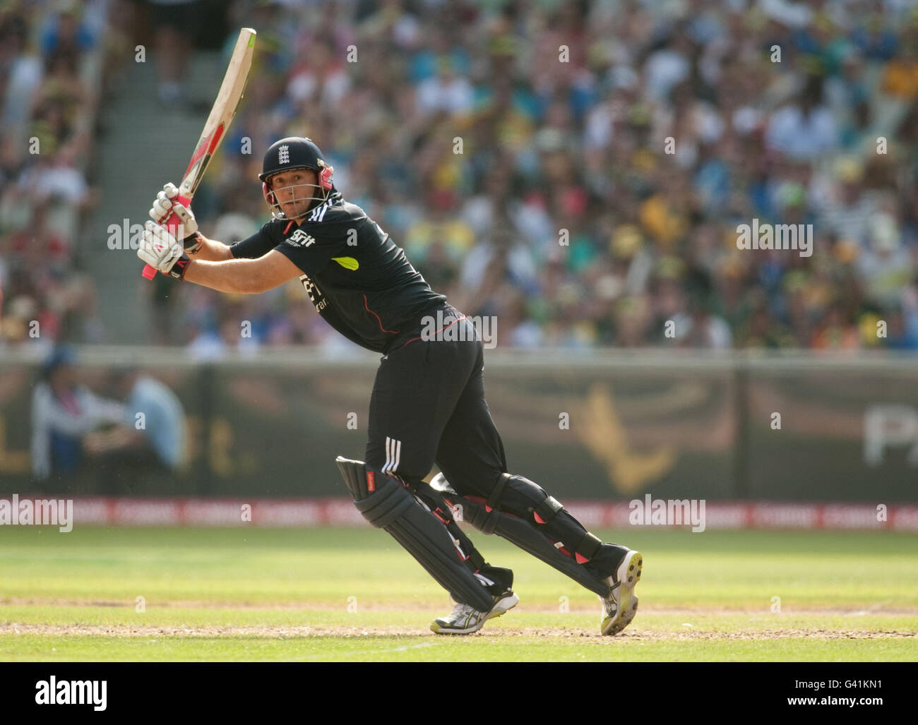 England's Tim Bresnan bats during the First One Day International at ...