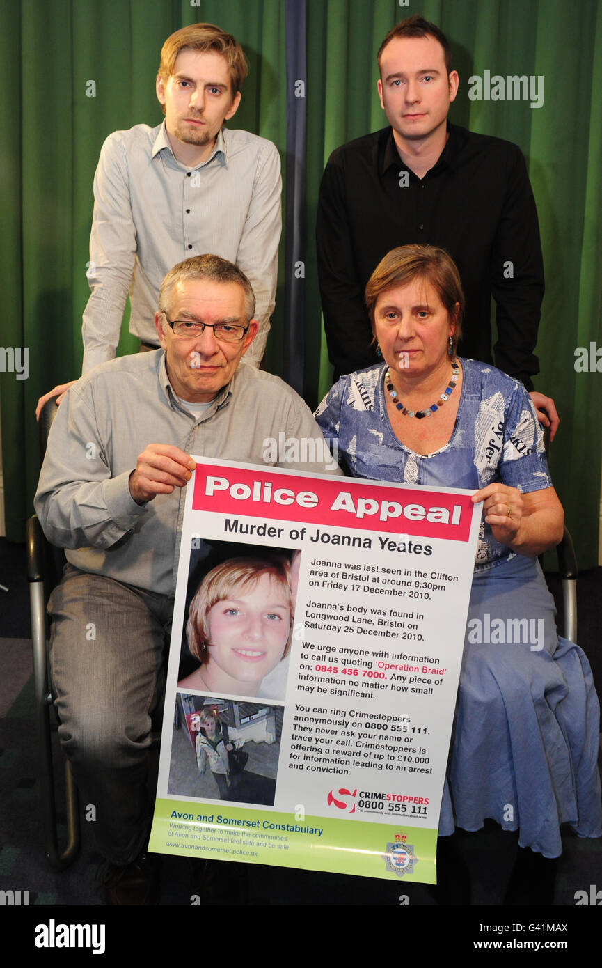 Joanna Yeates parents David and Teresa Yeates, hold up an appeal poster ...