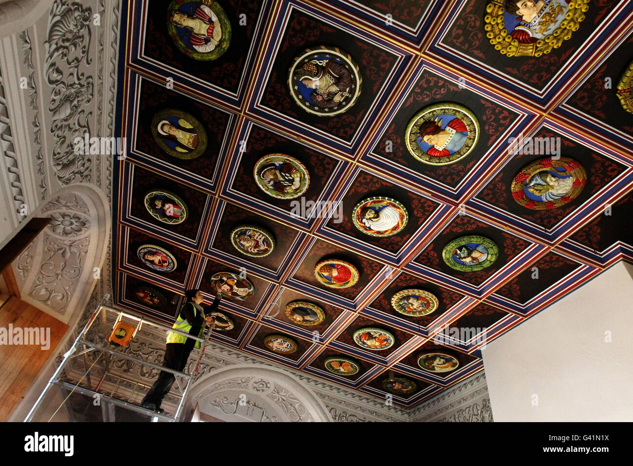 Castle recreates ceiling masterpiece Stock Photo - Alamy