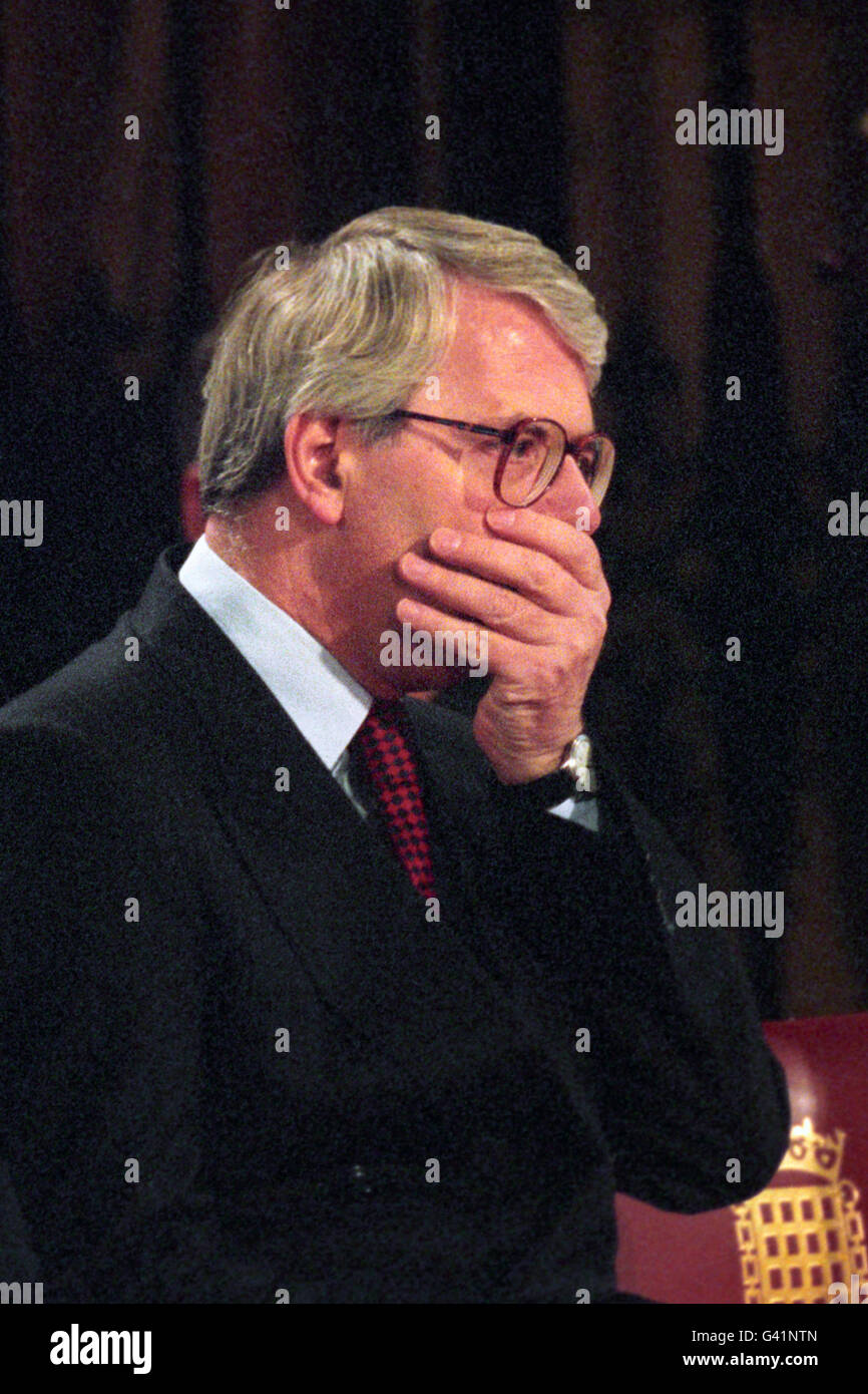 John major profile john hand over mouth looking ill hi-res stock ...