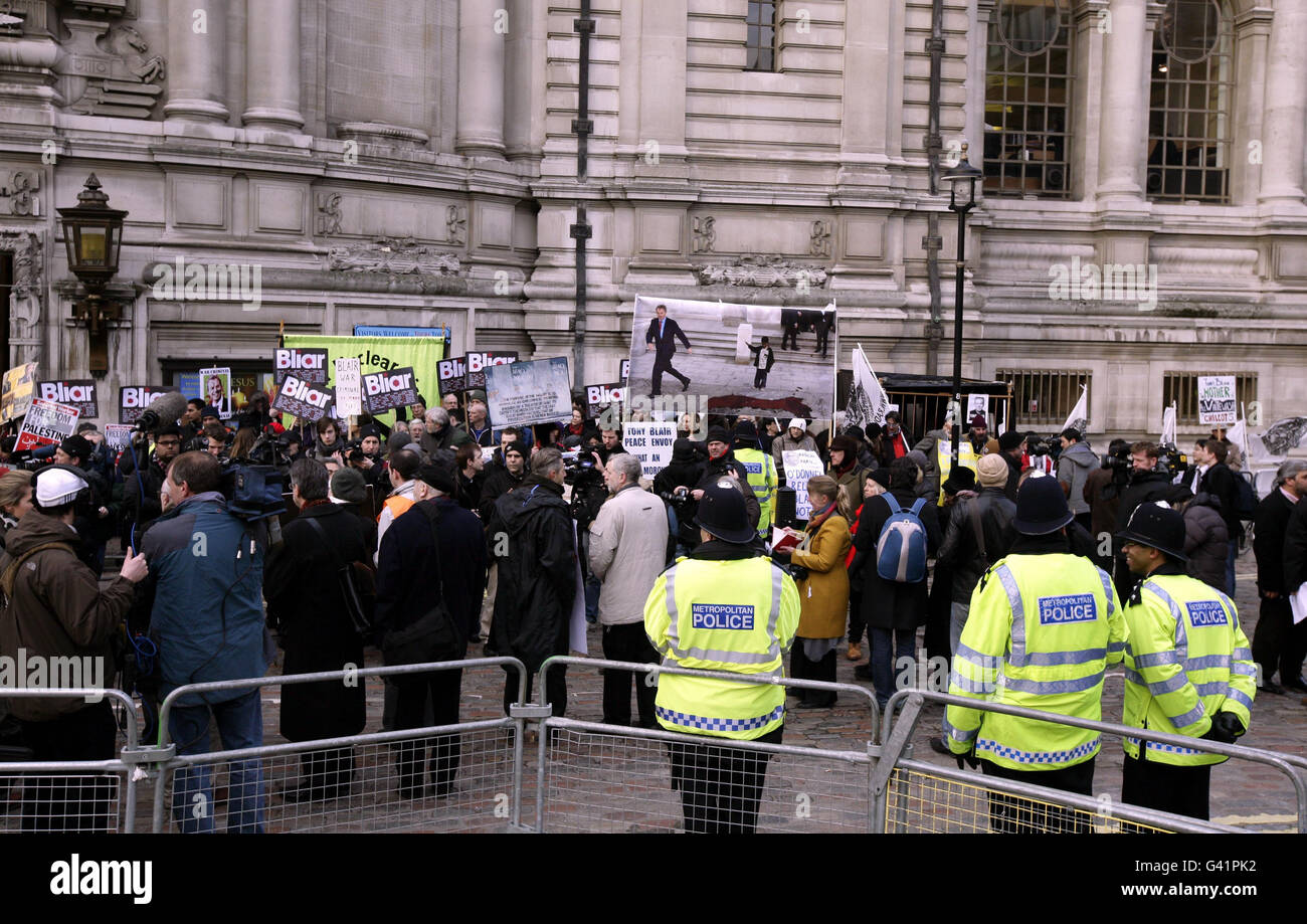 Protesters outside the Queen Elizabeth II Conference Centre in central ...