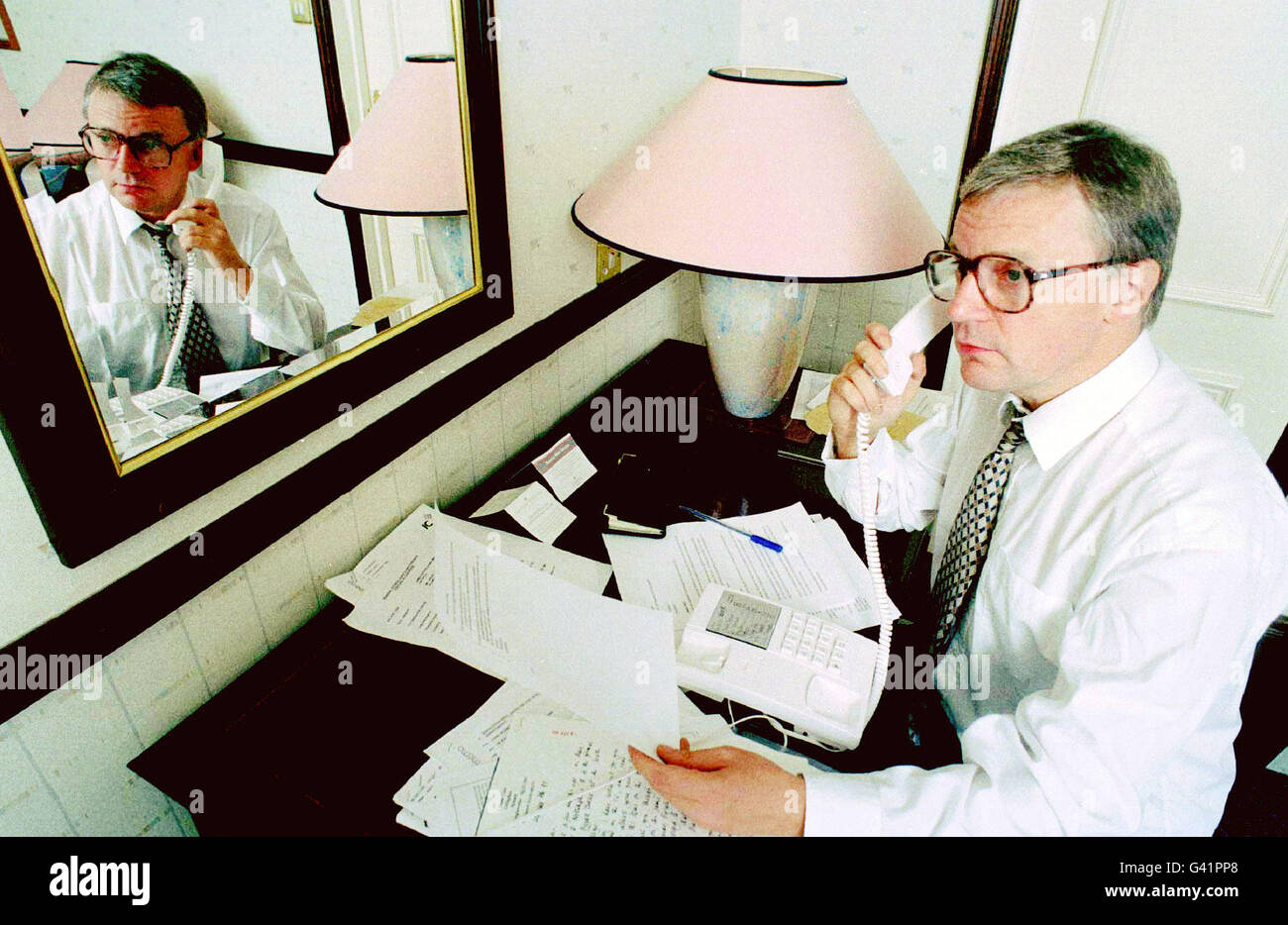 TUC Secretary General John Monks in his Brighton hotel room this ...