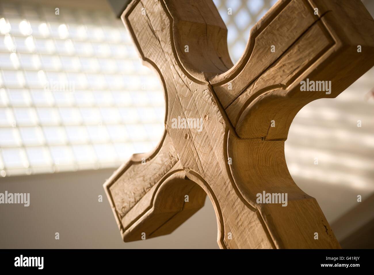 Wooden cross, Bede's World / Jarrow Hall Stock Photo - Alamy