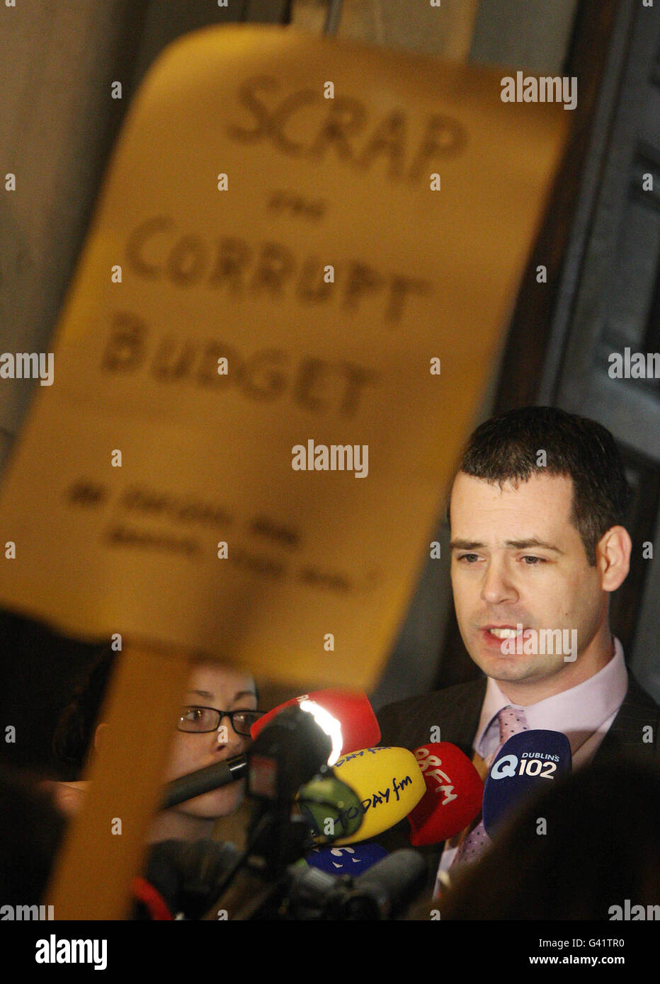 Sinn Fein Finance spokesperson Pearse Doherty speaking to the media ...