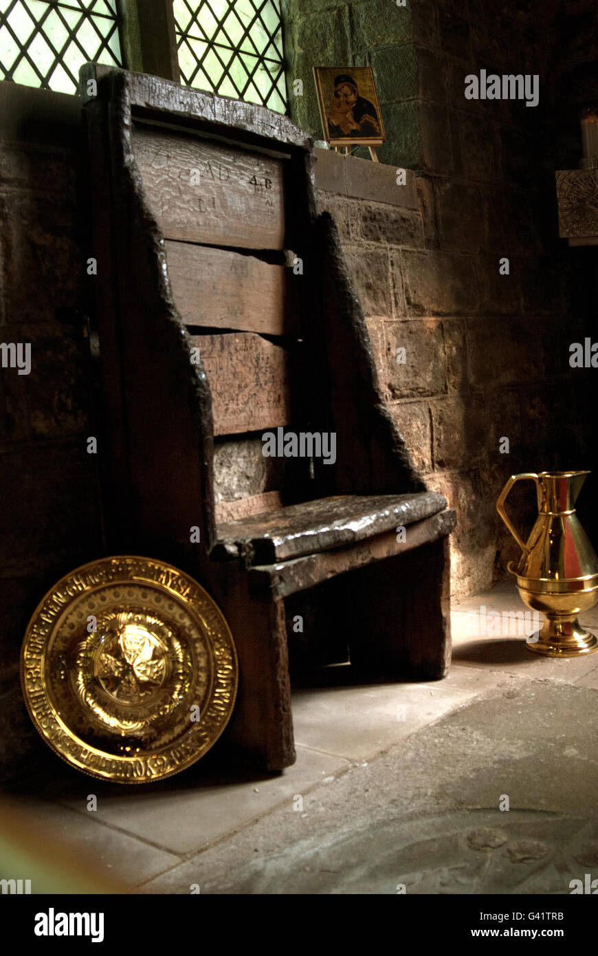 Bede's Chair, St. Paul's Church,Jarrow, South Tyneside Stock Photo - Alamy