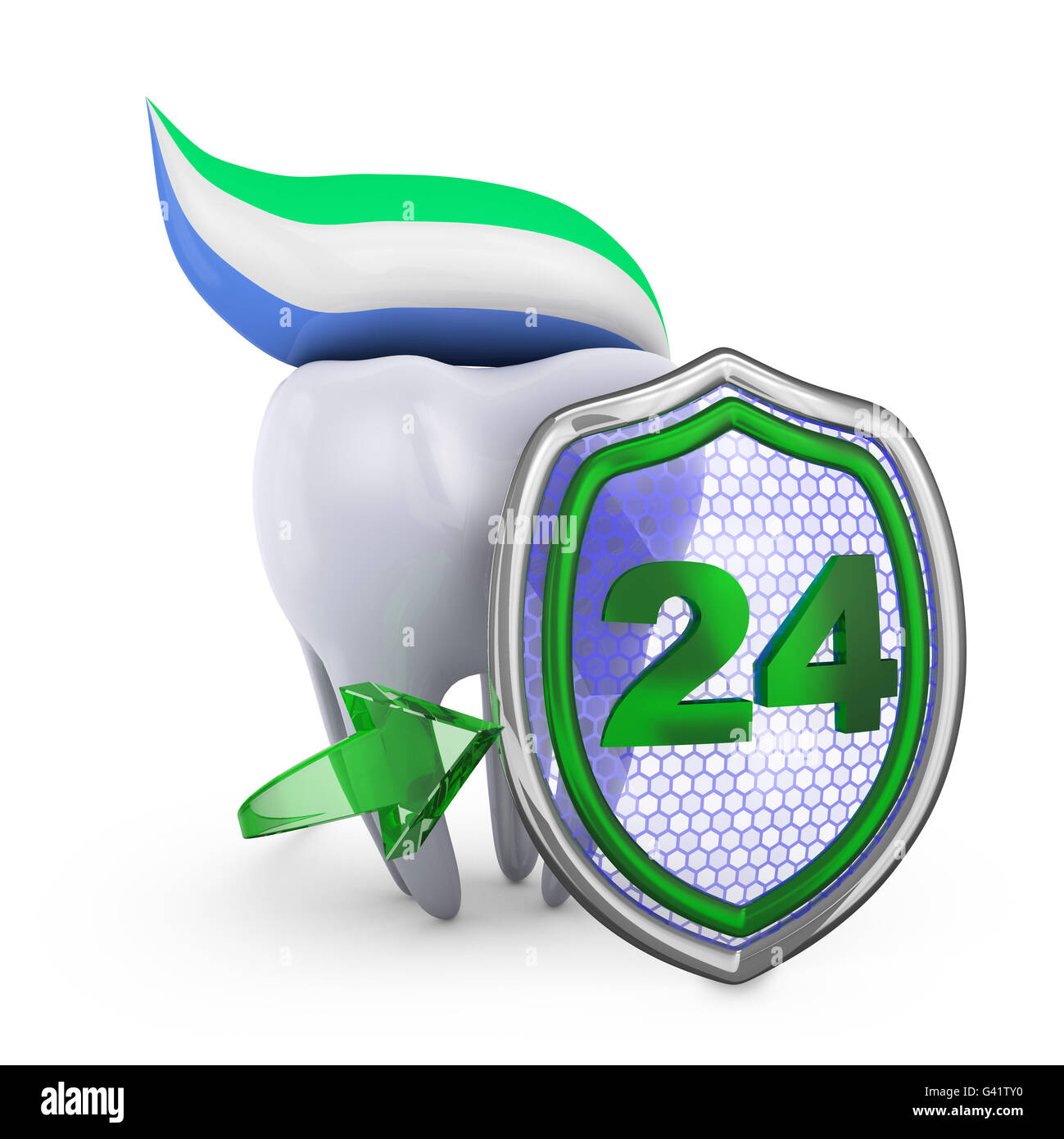 Tooth on shield icon Cut Out Stock Images & Pictures - Alamy