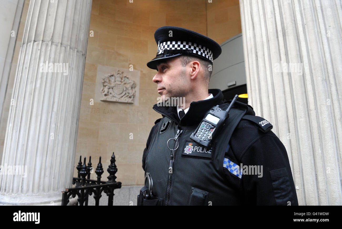 A policeman outside Bristol Crown Court where Vincent Tabak the man ...