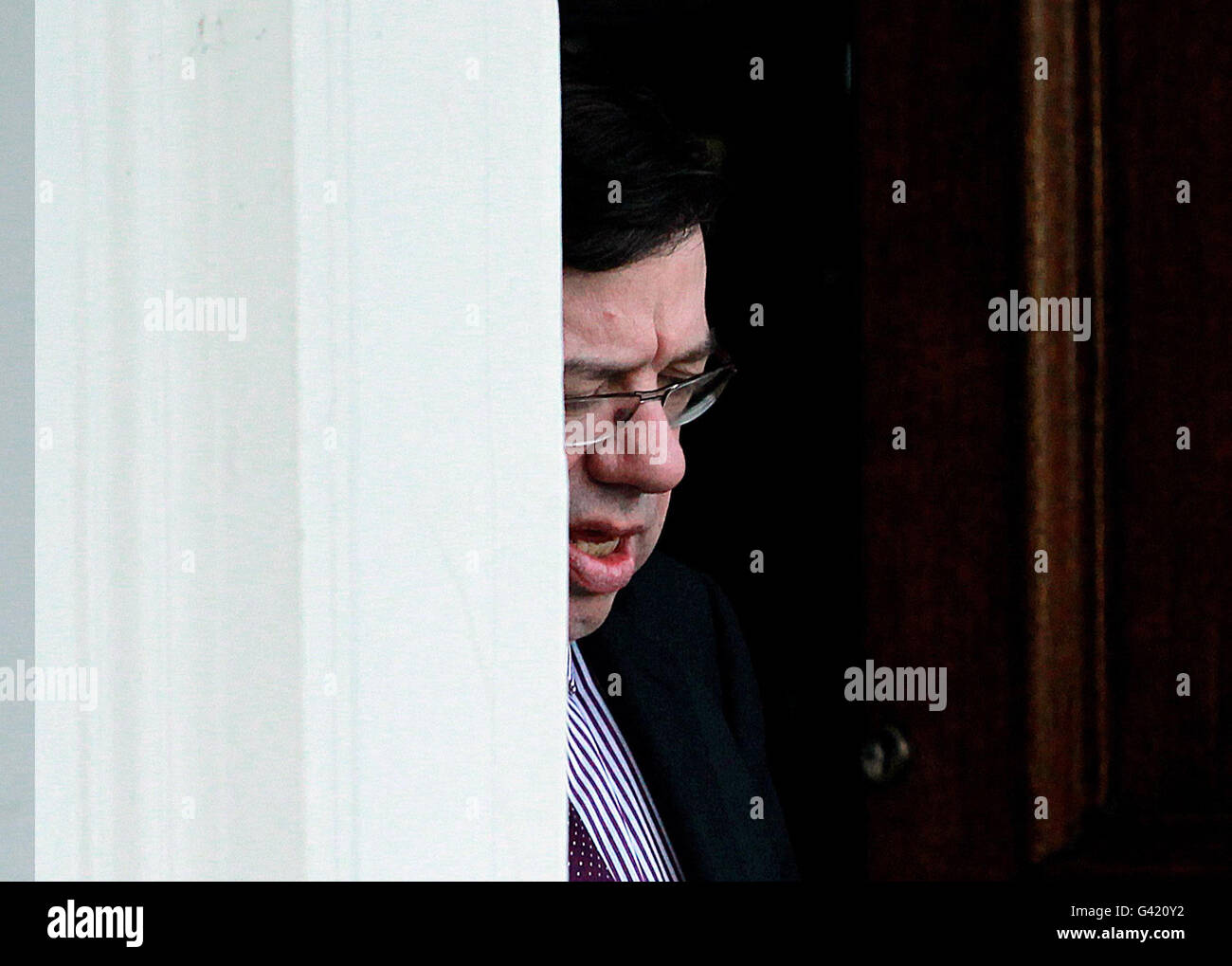 Taoiseach brian cowen at aras an uachtarain hi-res stock photography ...
