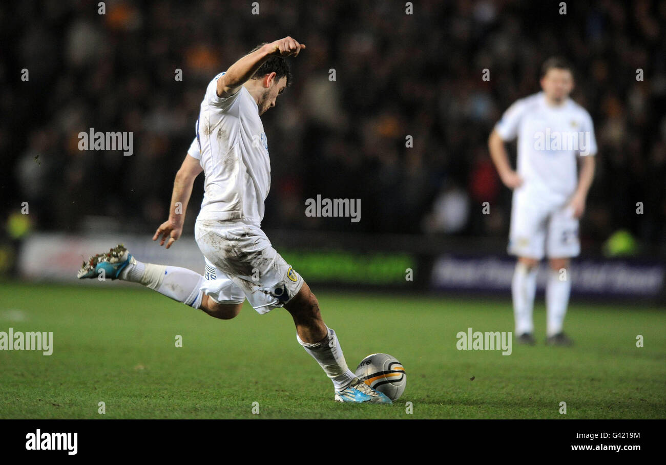 Leeds United's Robert Snodgrass scores his side's first goal of the ...