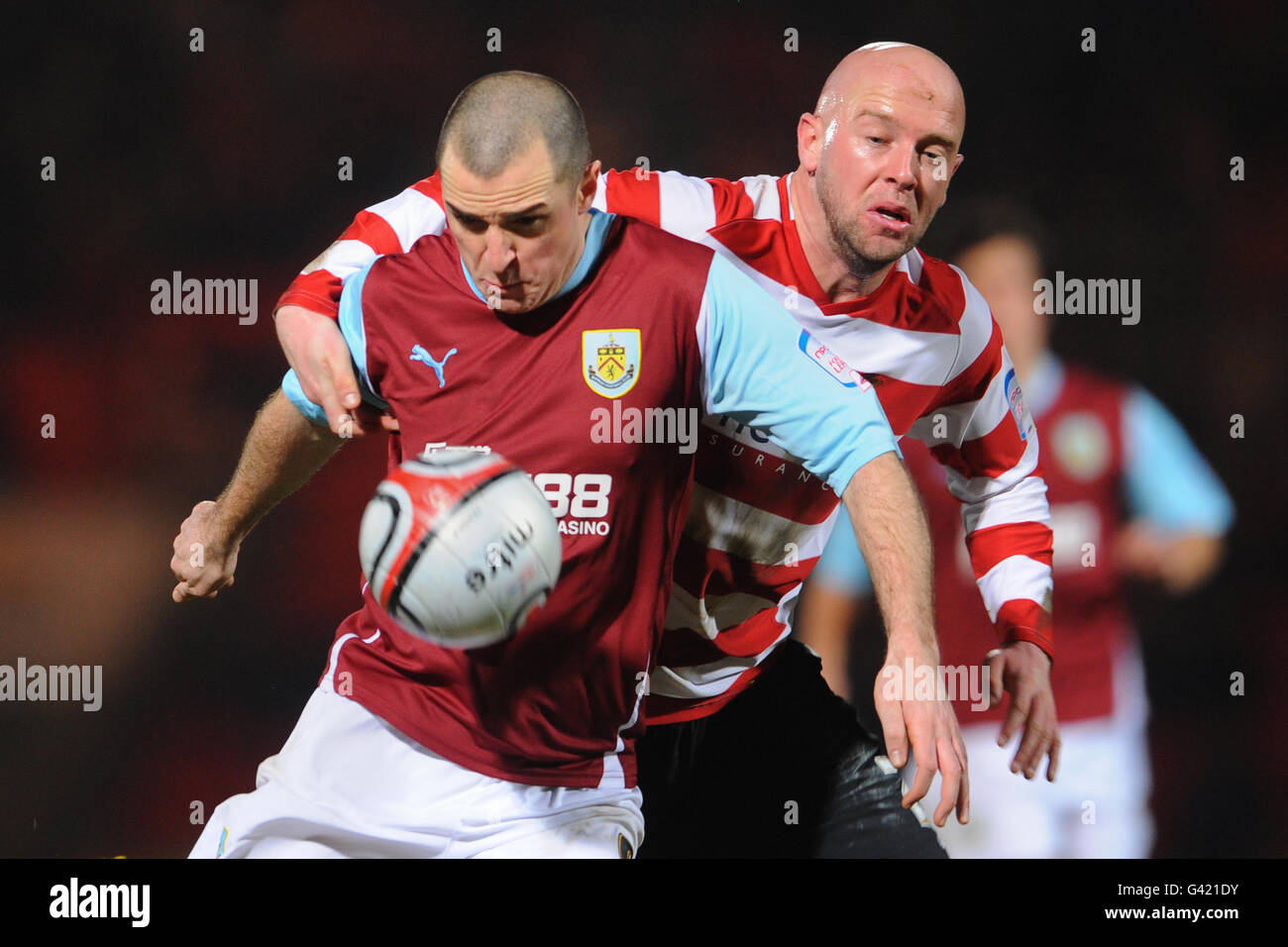 Doncaster Rovers' James O'Connor and Burnley's Dean Marney Stock Photo ...