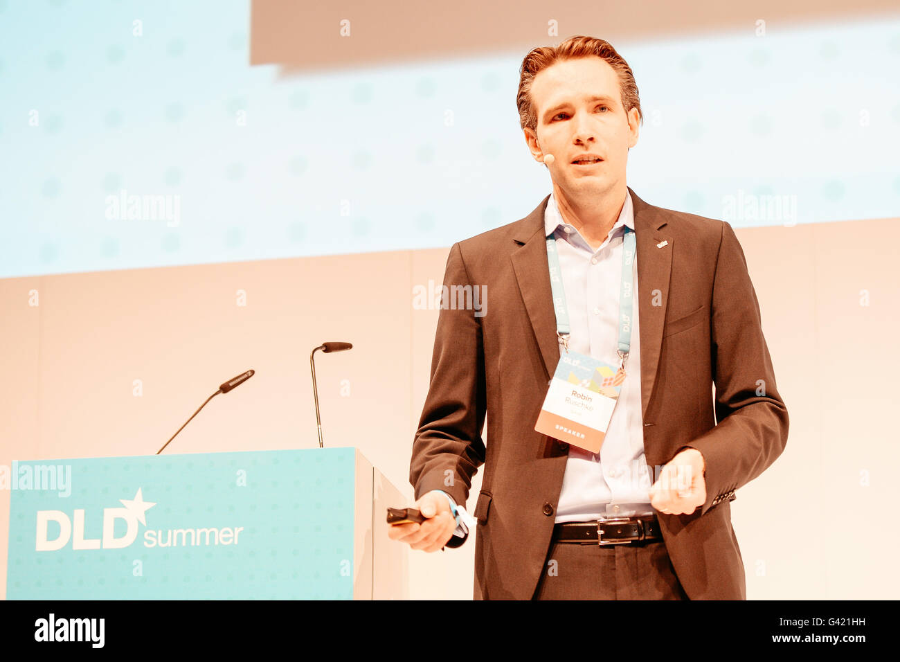 MUNICH/GERMANY - JUNE 16: Robin Ruschke (SIXT AG) speaks onstage during ...
