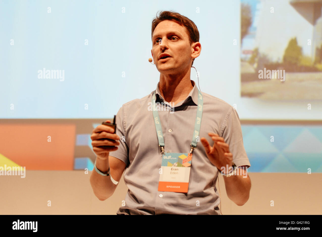 MUNICH/GERMANY - JUNE 16: Eran Eden (MeMed) speaks onstage during the ...