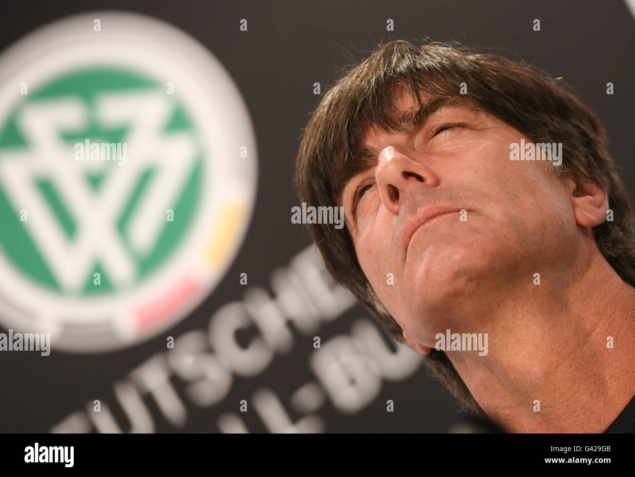 Evian, France. 18th June, 2016. Germany's head coach Joachim Loew is ...